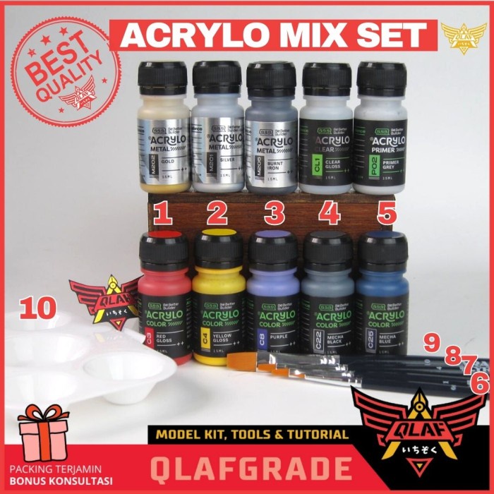 Jual PAKET CAT ACRYLO MIX SET - Best Paint for beginner hand brush figure | Shopee Indonesia