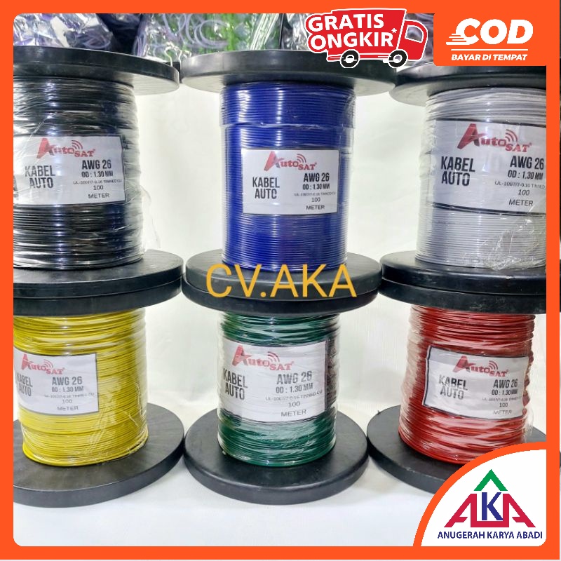Jual AUTOSAT Kabel Otomotif Serabut AWG 26 (ROL BESAR) 100m 1.3mm Tembaga Murni | Shopee Indonesia