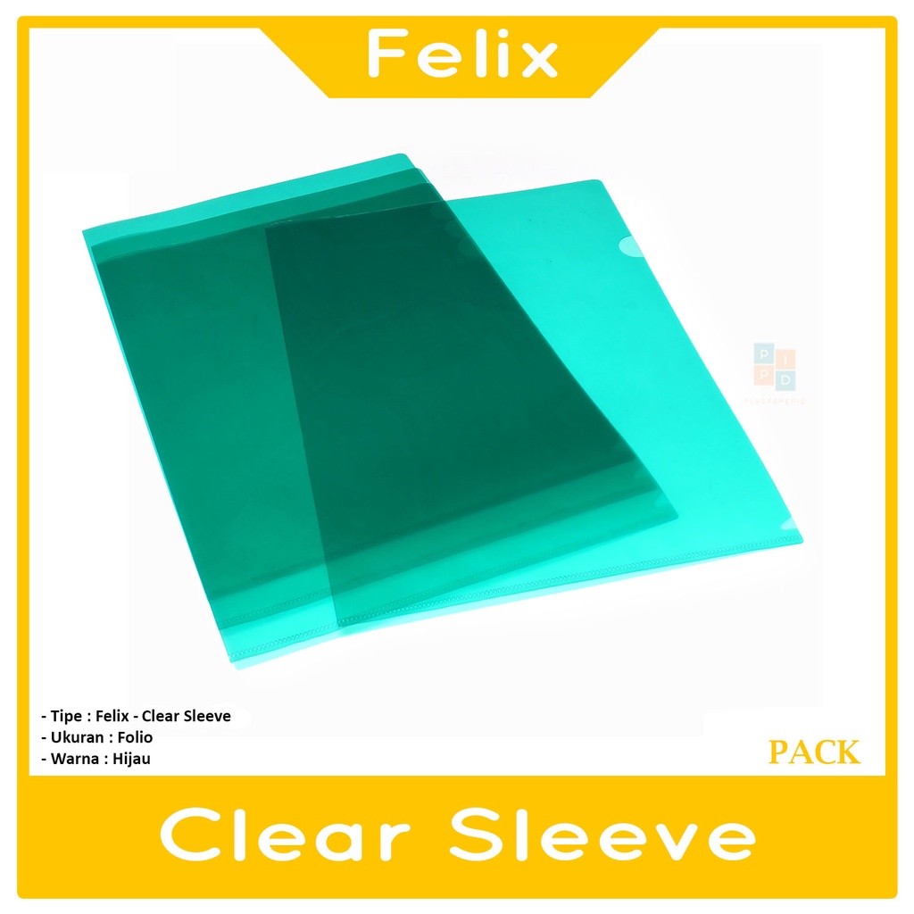Jual FELIX - Map L Clear Sleeve Folder File Folio Hijau - Lusin ...
