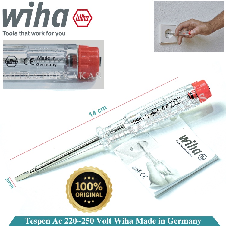 Jual Obeng Test pen WIHA 220-250 V Obeng Tespen AC Pengukur Arus ...