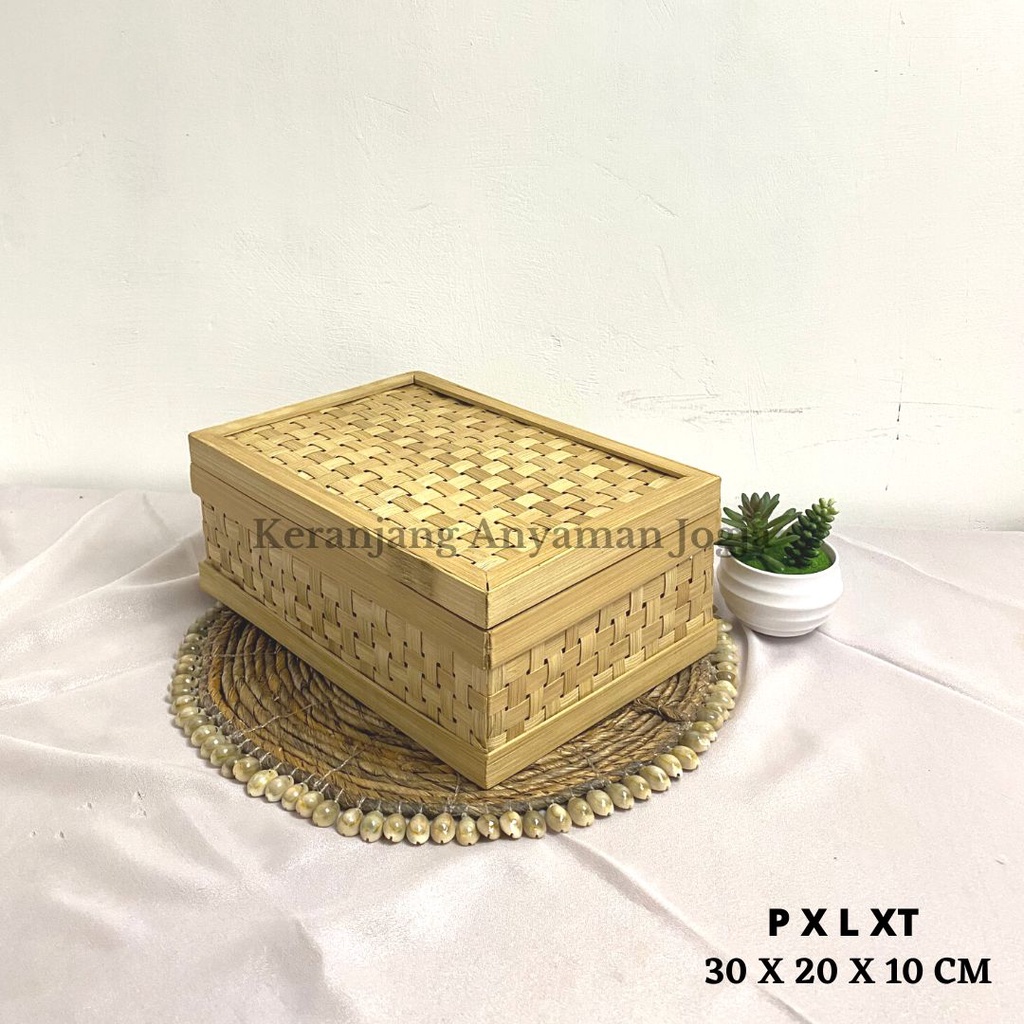 Jual KERANJANG TUTUP MATERIAL FULL BAMBU UNIK / BOX ANYAMAN BAMBU ...