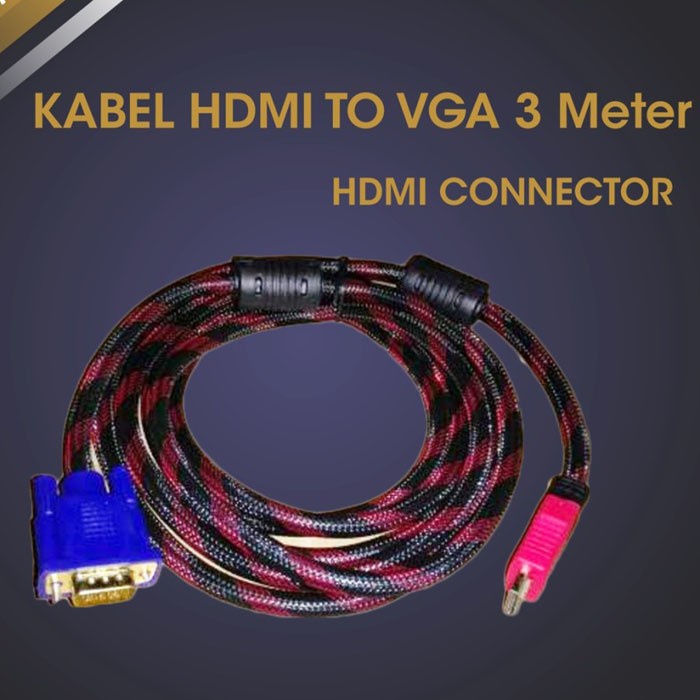 Jual Kabel HDMI Male to VGA Male 3 Meter Male To VGA Converter | Shopee Indonesia