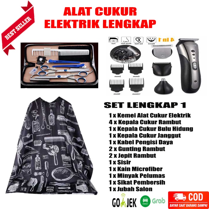 Jual COD Paket Alat Cukur Elektrik Gunting Rambut Gunting Sasak Set ...