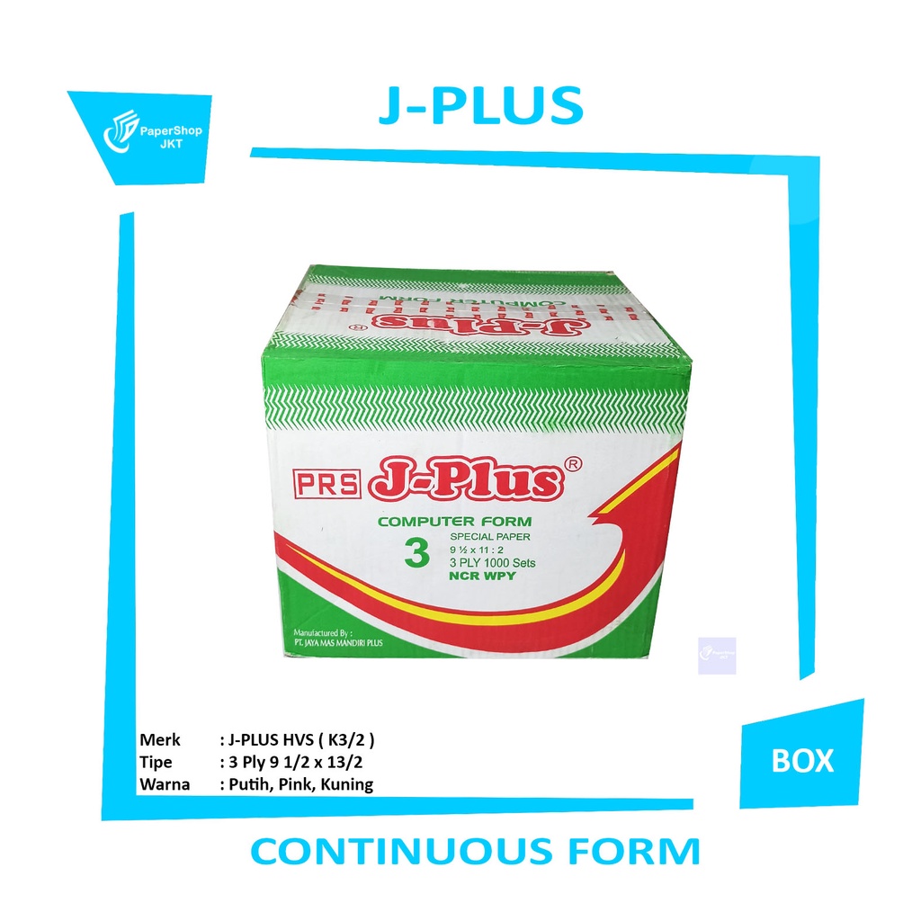 Jual J-PLUS - Continuous Form CF 91/2 x 13/2 3 Ply ( K3/2 ) NCR - Box ...
