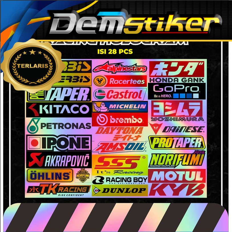 Jual Stiker Racing Hologram 1 Pack Isi 28 Pcs Stiker Sponsor Stiker ...