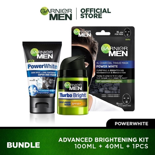 Jual Garnier Men Brightening Kit! Turbo Bright Super Duo Foam 100ml + Spot-proof Serum SPF50 ...