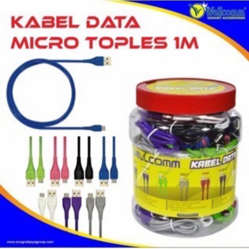 Jual KABEL DATA USB WELLCOMM WBM100 Micro USB Fast Charging 3.0A (1 toples isi 20 pcs) | Shopee ...