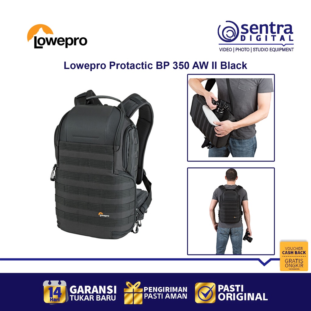 Jual Lowepro ProTactic BP 350 AW II Camera and Laptop Backpack (Black ...