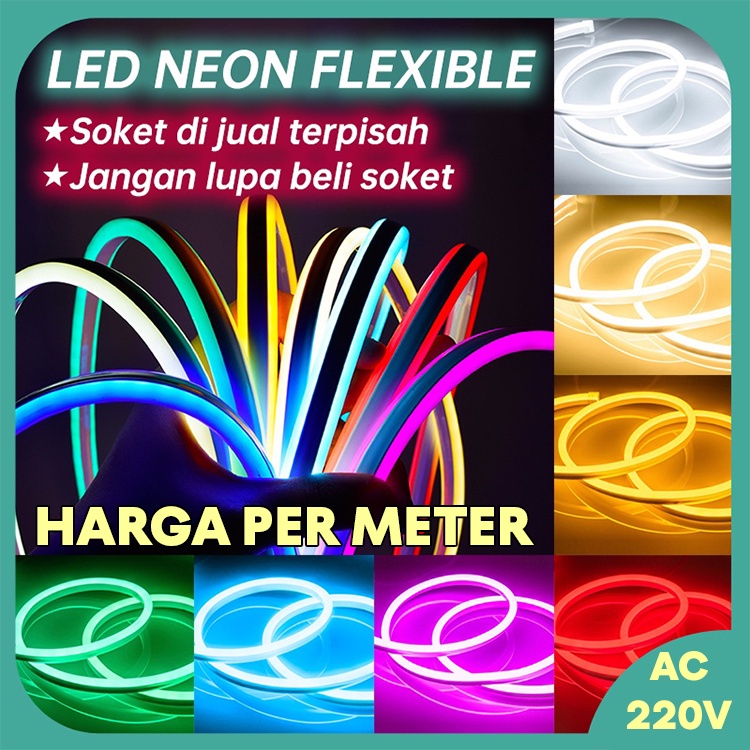 Jual COD Lampu LED Strip Neon Flexible LED Strip Flex per Meter 220V ...
