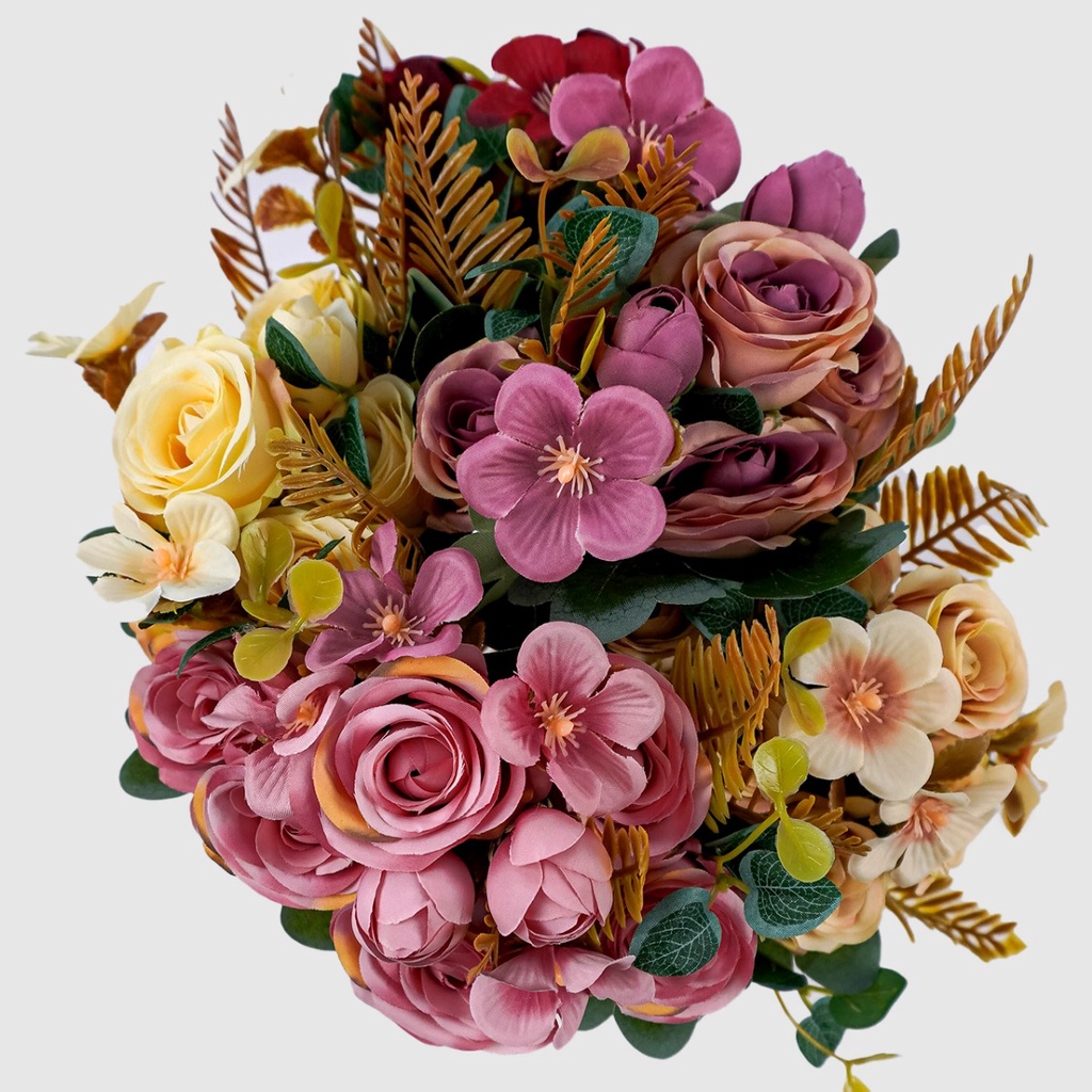 Jual 6 Cabang Bunga Artificial 6 Branch Garden Rose Bunch Fwr Dekorasi ...