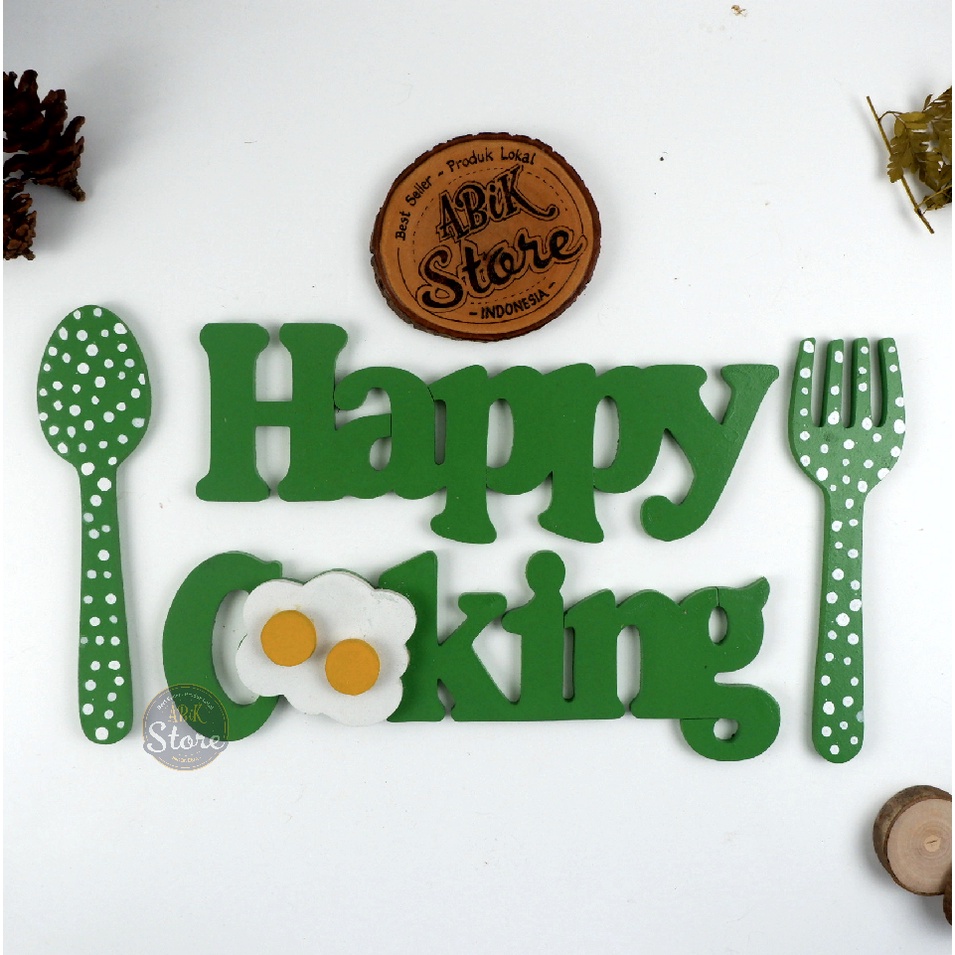 Jual Hiasan Dinding Dapur Happy Cooking Unik Murah Shabby Pajangan ...