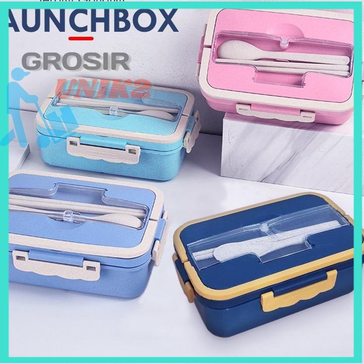 Jual gsf Kotak Bekal Makan 3 sekat Bahan Jerami / LUNCH BOX SET FREE SENDOK Lunch Box Set Kotak ...