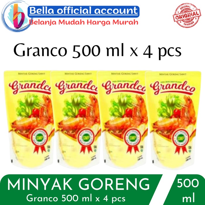 Jual Grandco Minyak Goreng Pouch 500 Ml x 4 pcs | Shopee Indonesia