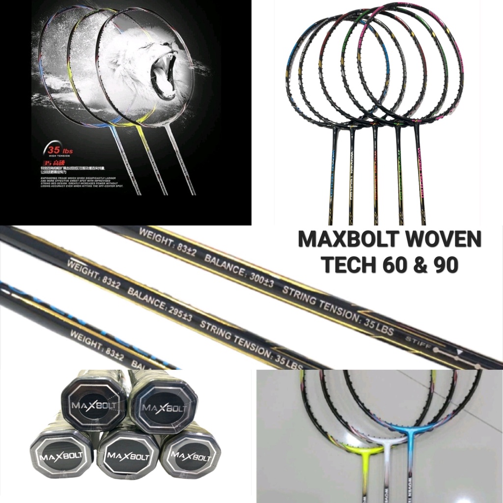 Jual Raket Badminton MaxBolt Woven Tech 60 90 35lbs 100% Original ...