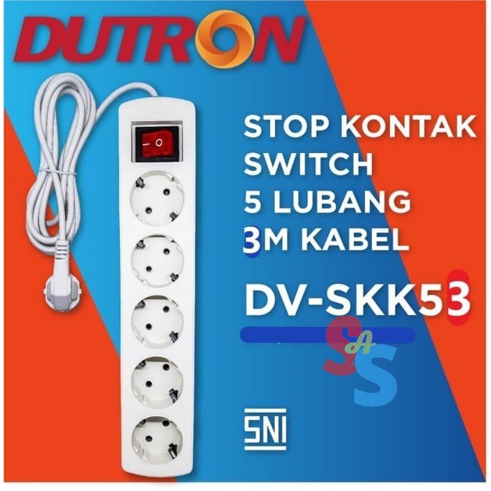 Jual STOP KONTAK KABEL 3 Meter 5 Lubang Panjang Colokan Kabel Listrik SAS Stop kontak colokan ...