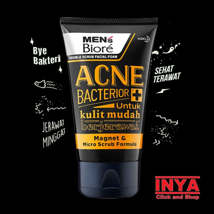 Jual MEN'S BIORE DOUBLE SCRUB ACNE BACTERIOR 100gr - Sabun Muka Pria ...