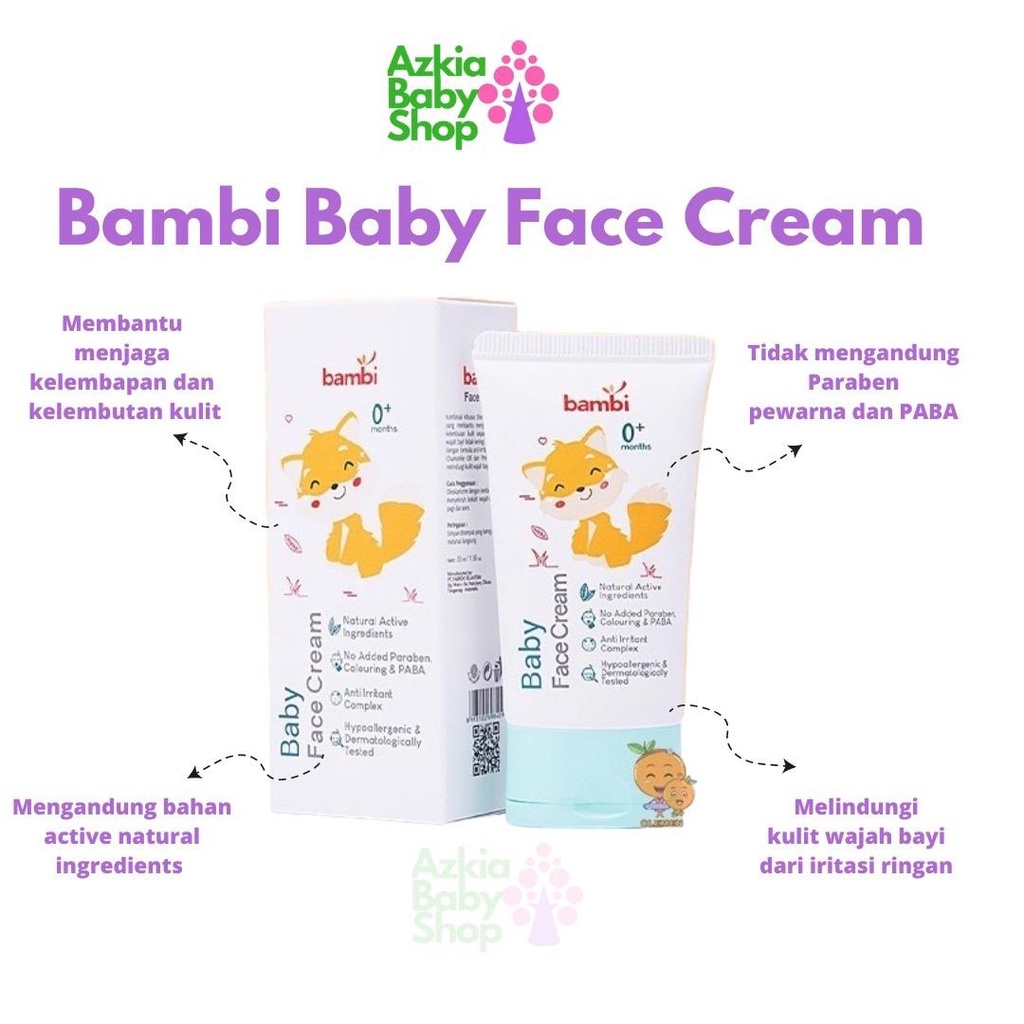Jual Bambi Baby Face Cream 50 ml Krim muka bayi krim wajah bayi Baru ...