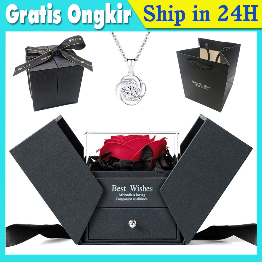 Jual Eternal Rose Gift Box / Kotak Perhiasan Kado Kalung Cincin Lamaran ...