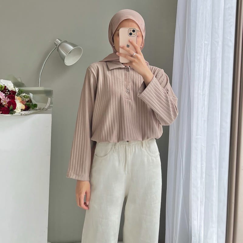 Jual COD Orimoza Kemeja Polo Shirt Lengan Panjang Knit Enzy | Shopee ...