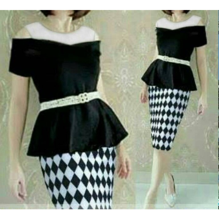 Jual Baju Setelan Rok Wanita Kekinian One Set Black Briana Diamond ...