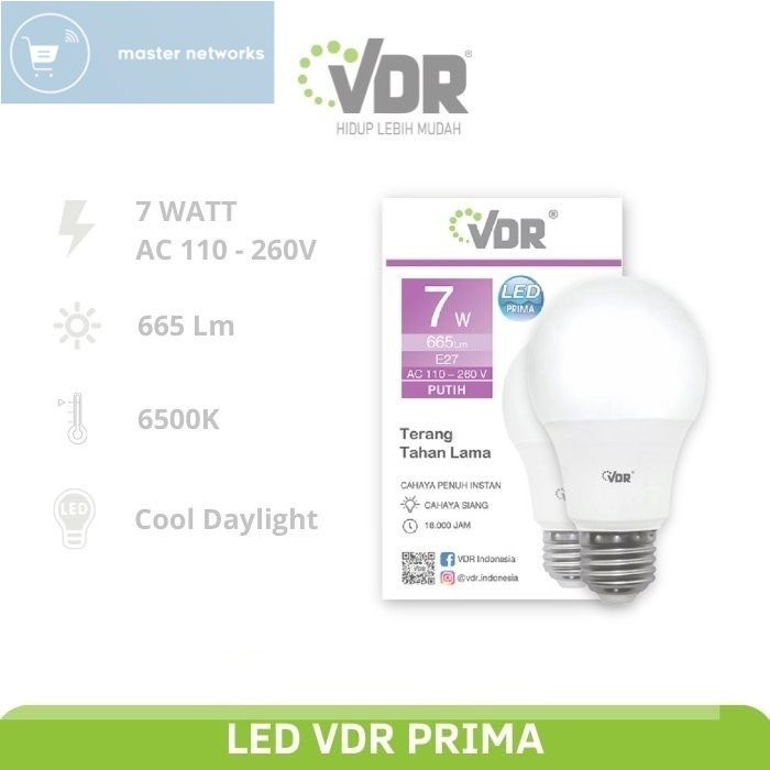 Jual VDR Prima Lampu LED Bulb 7 Watt Bohlam E27 | Shopee Indonesia