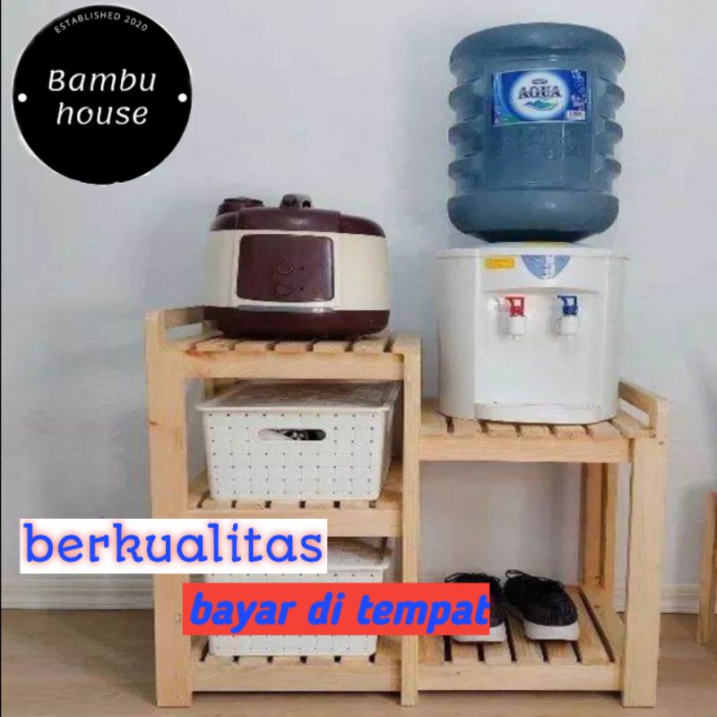 Jual PROMO || Rak dispenser Kayu solid| Meja magic com | Rak serbaguna ...