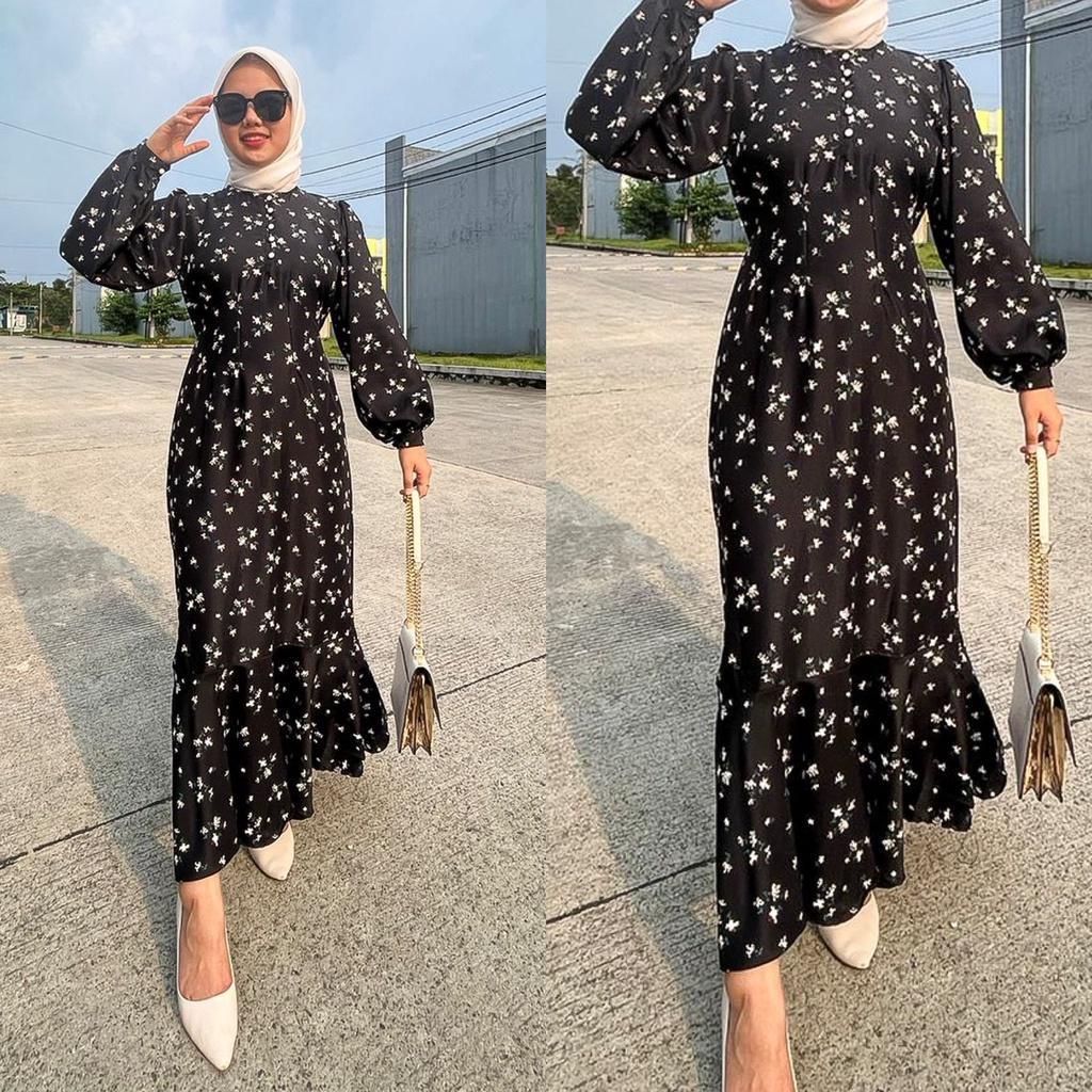 Jual Tq88indonesia Fashion Dress panjang BUSUI Motif Bunga Kekinian ...