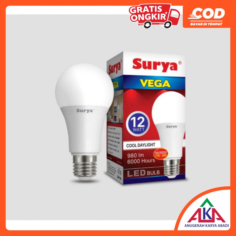 Jual SURYA VEGA Bohlam Lampu LED Bulb Cool Daylight Putih Terang - 12 Watt | Shopee Indonesia
