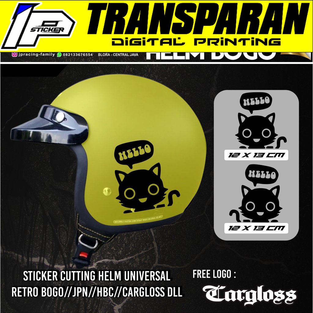 Jual Stiker Helm, Sticker helem Cargloss Bogo 1 Set Variasi Hello Cat ...