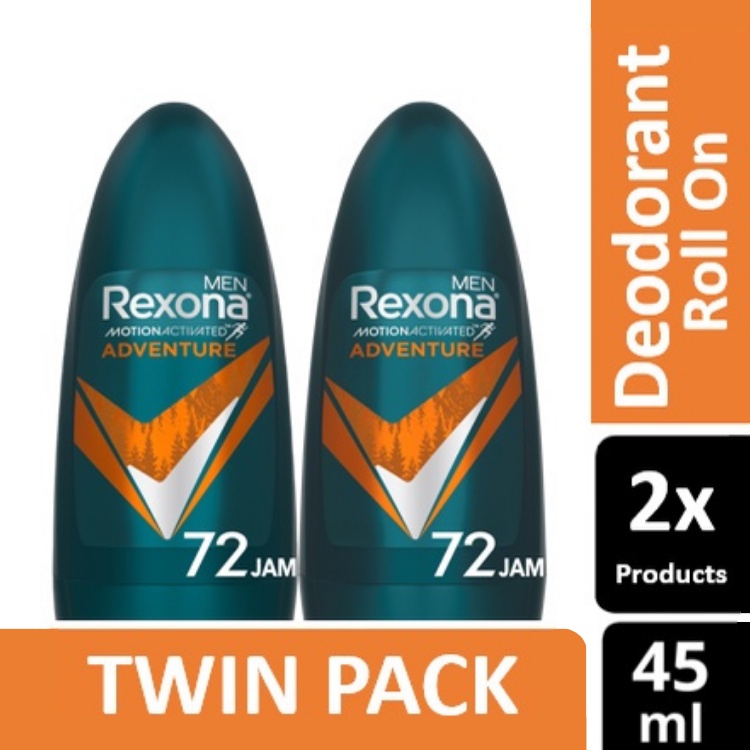 Jual Rexona Men Anti Perspirant Deodorant Roll On Adventure 45ml Twin Pack | Shopee Indonesia
