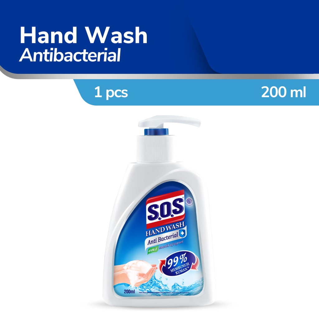 Jual SOS Sabun Cuci Tangan Anti Bacterial Botol 200 ml | Shopee Indonesia