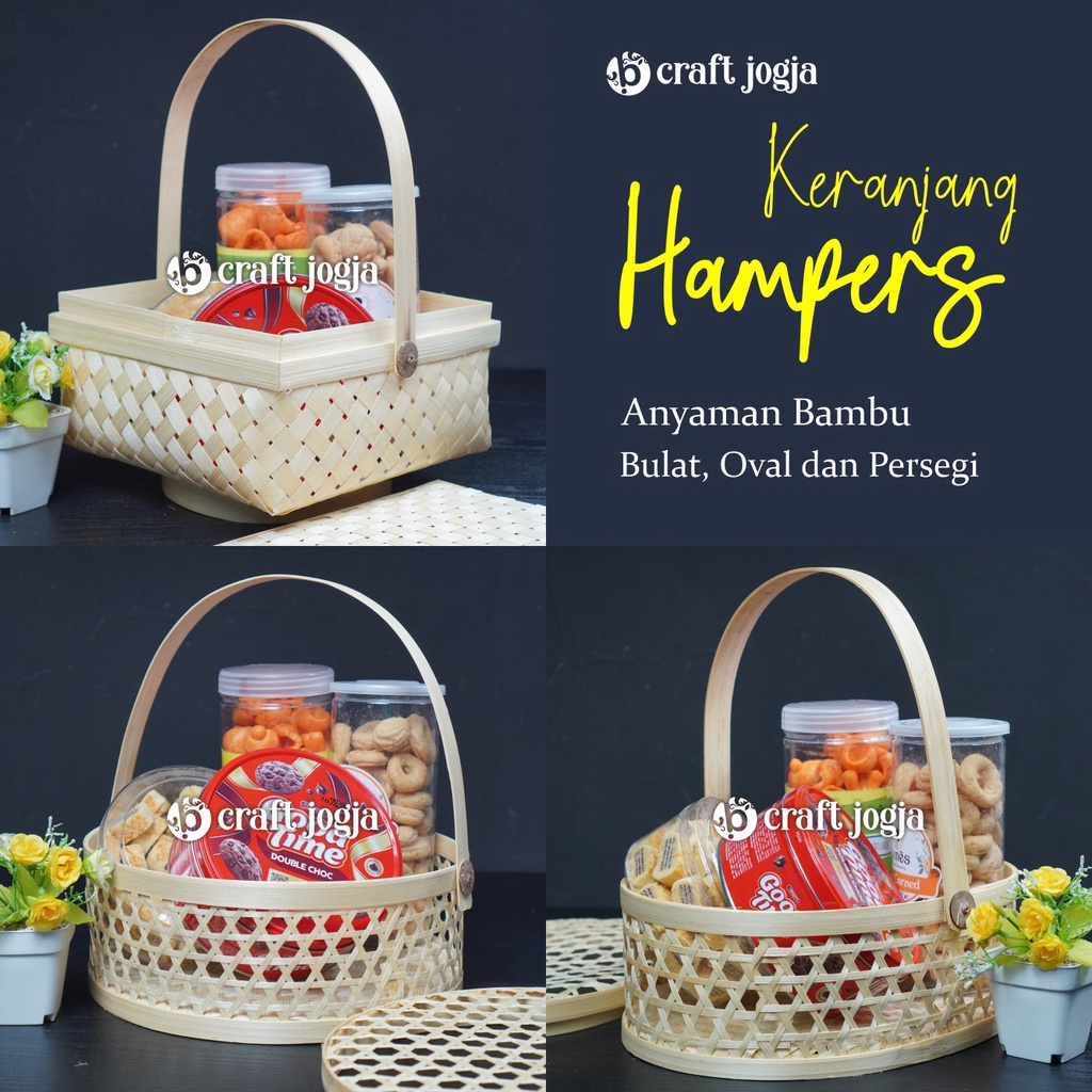Jual Keranjang Hampers Hantaran Anyaman Bambu Handle Bentuk Persegi ...