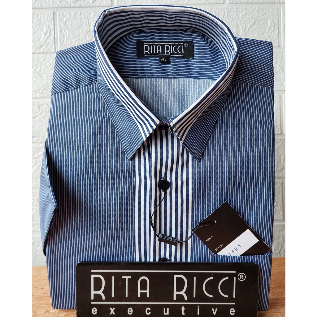 Jual RITA RICCI Kemeja Pria gaya EXECUTIVE Formal Casual Salur Navy ...