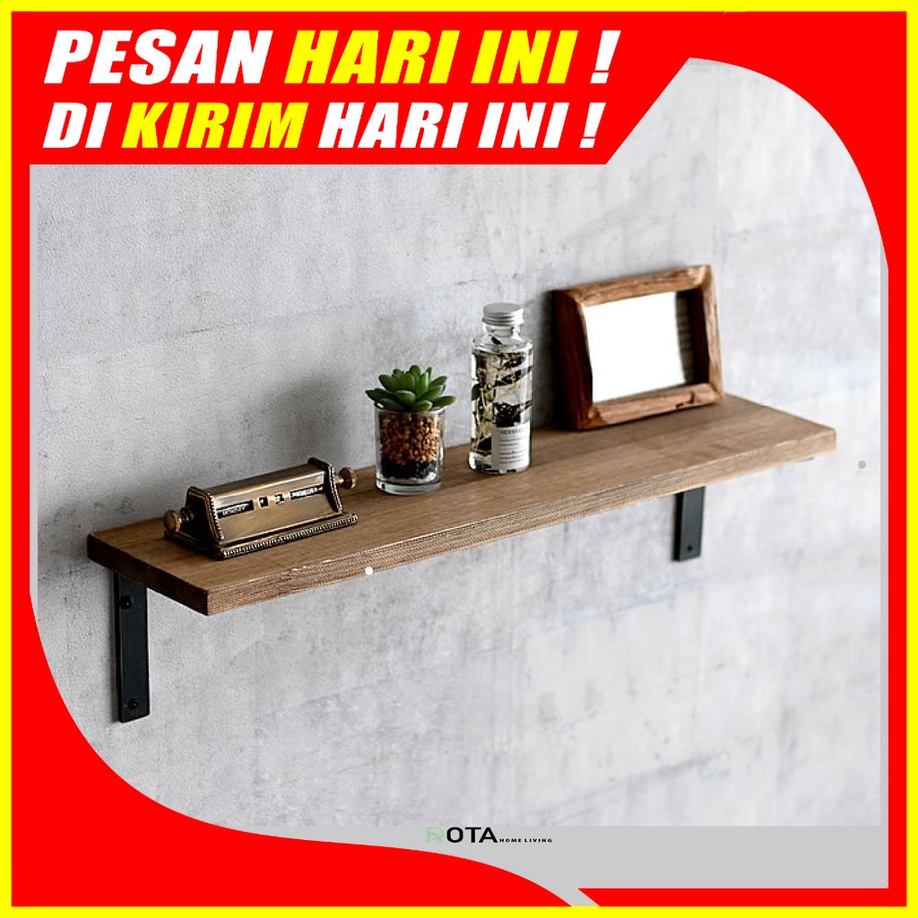 Jual (H12) Ambalan Tebal Lebar / Rak Ambalan Kayu Jati Dinding Besi ...