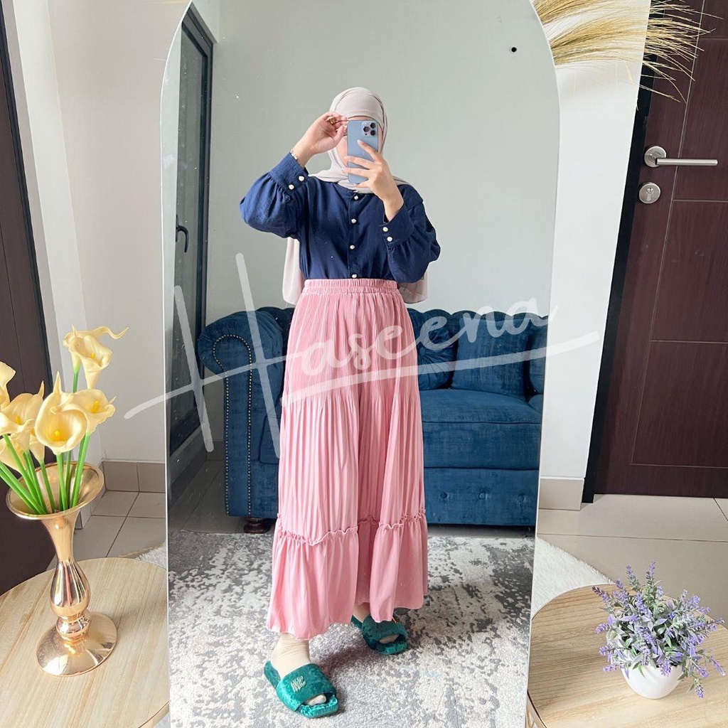 Jual Haseena Rok Plisket Susun Maiza Skirt Ruffle Wanita Anti Nerawang ...