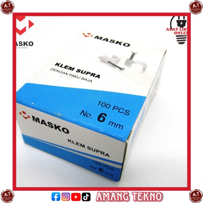 Jual KLEM KABEL PAKU BETON NO 6 MM ( 100 PCS ) MASKO / CABLE CLIP ...