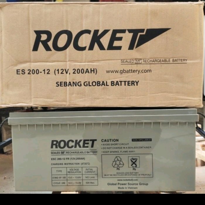 Jual Aki/Battery VRLA/SLA Rocket ES 200-12 |Battery UPS, Solar Panel ...