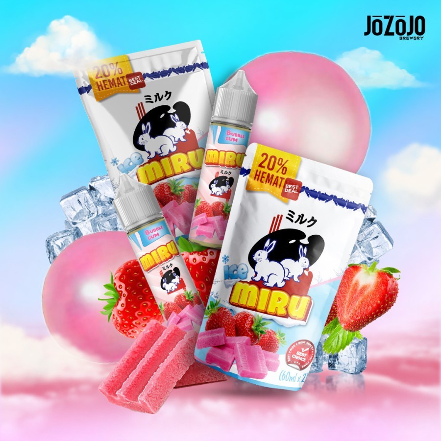 Jual LIQUID MIRU BUBBLEGUM STRAWBERRY 2 X 60ML ORIGINAL LIQUID FREEBASE ...