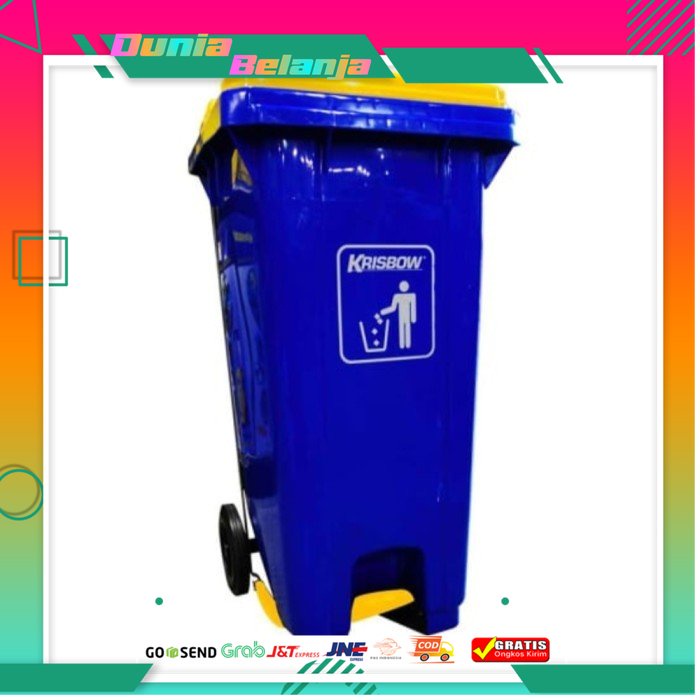 Jual Krisbow Tempat Sampah 240 liter Plastik Outdoor Pedal Tutup - Biru ...
