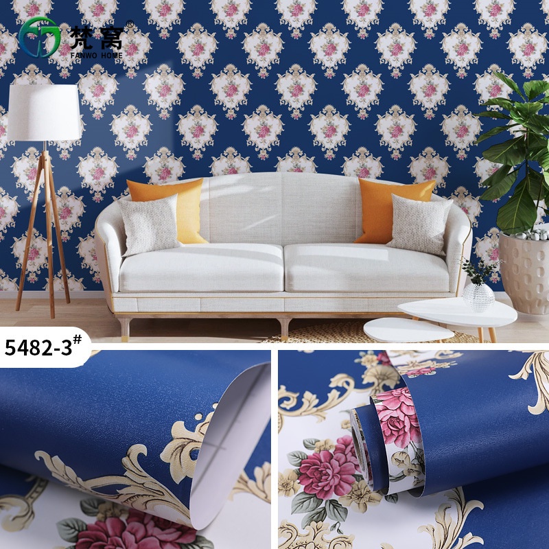 Jual Wallpaper Dinding Motif Batik Dasar Biru Panjang 8 s/d 10Meter x ...