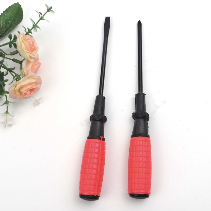 Jual OBENG SERBAGUNA MIN DAN PLUS PEGANGAN MERAH KARET | Shopee Indonesia