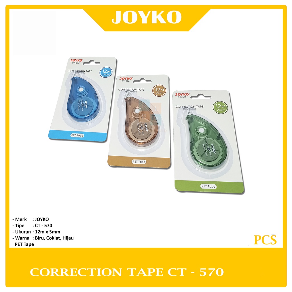 Jual Joyko Tip-ex Kertas Correction Tape CT - 570 12m x 5mm Pcs ...