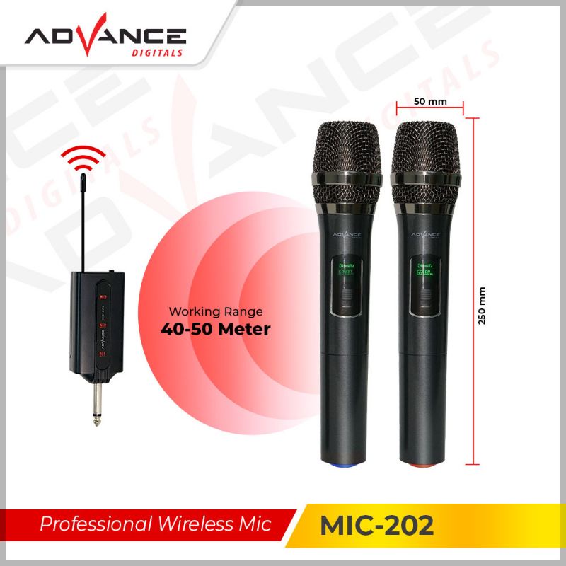 Jual Microphone Mic Double Wireless + Receiver MIC 202 Advance | Shopee ...