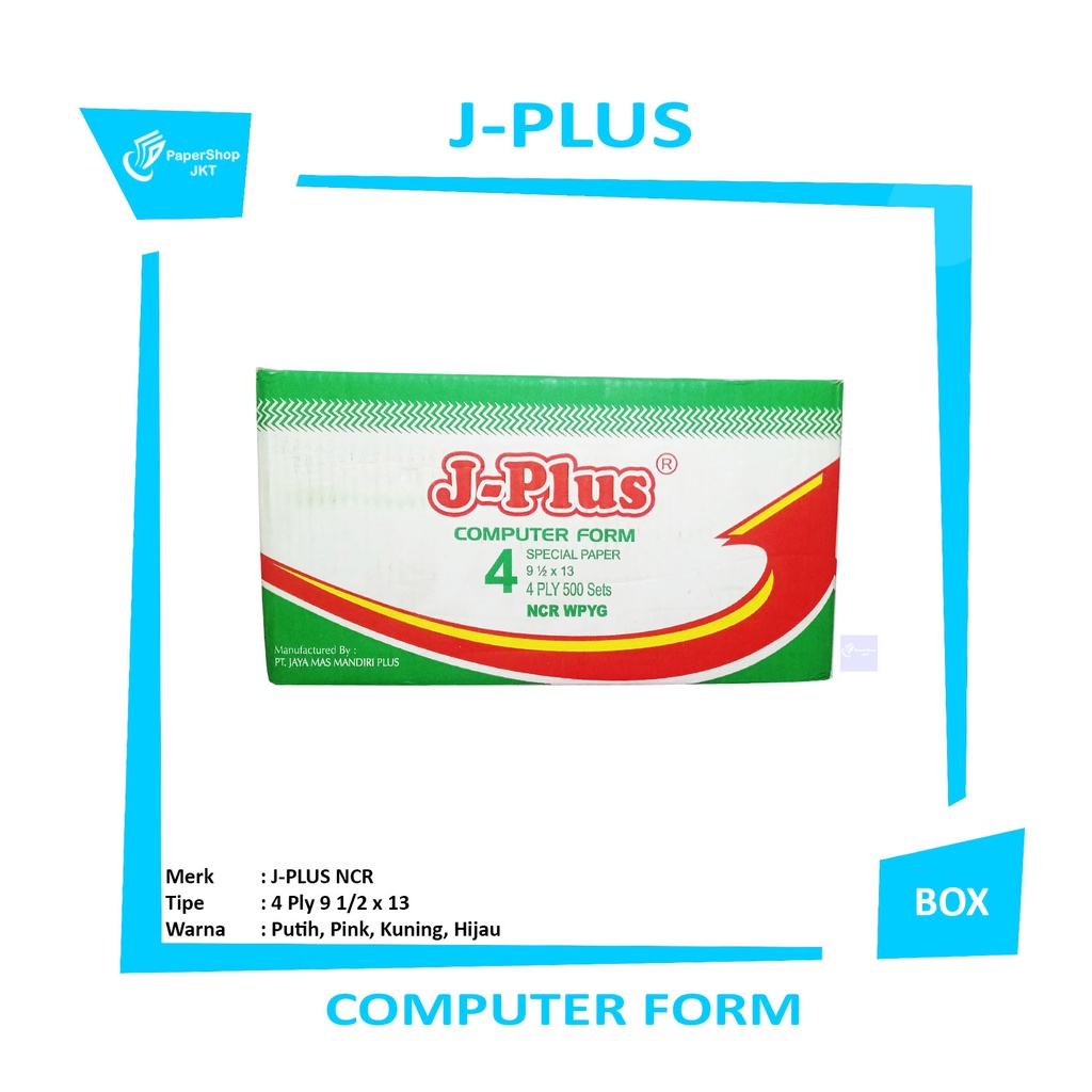 Jual J-PLUS - Continous Form 9 1/2 x 13 4 Ply Utuh NCR Kertas Komputer ...