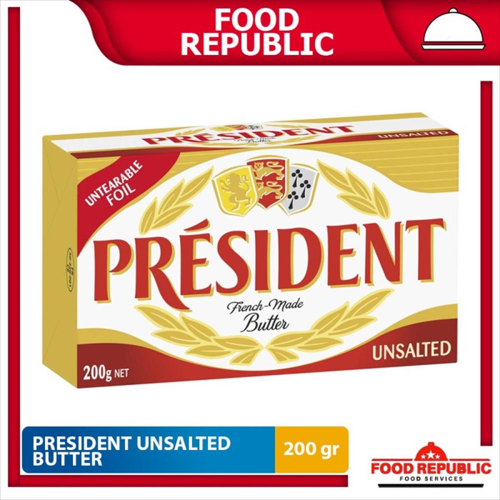 Jual President Unsalted Butter 200 Gr Creamy Texture Delicious Taste ...