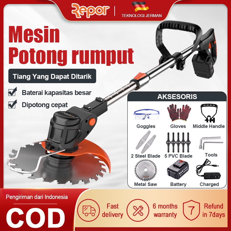 Jual Alat potong rumput battery/ Mesin Pemotong Rumput/ Mesin Pemotong ...