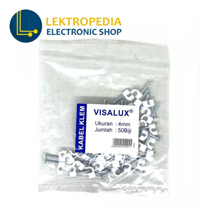 Jual Klem Visalux 4mm isi 50 pcs Kabel Clip no 4 mm Paku Beton Listrik ...