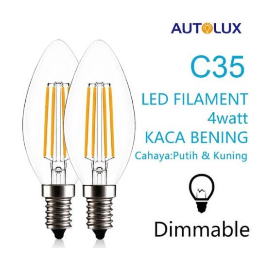 Jual Lampu LED Edison Filamen bulb C35 candle 4W E14 Bisa dimmer ...