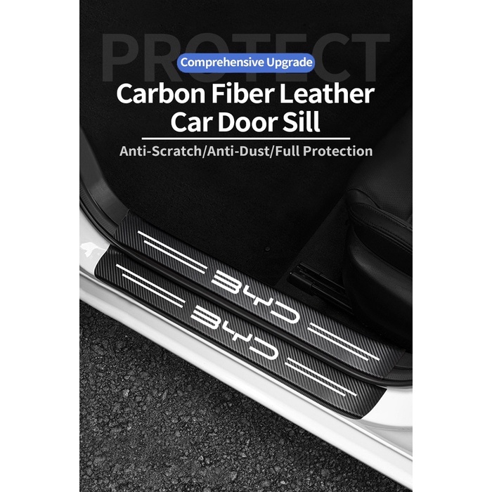 Jual Leather Carbon Fiber Sticker Car Door Sill Scuff Plate Decor For ...