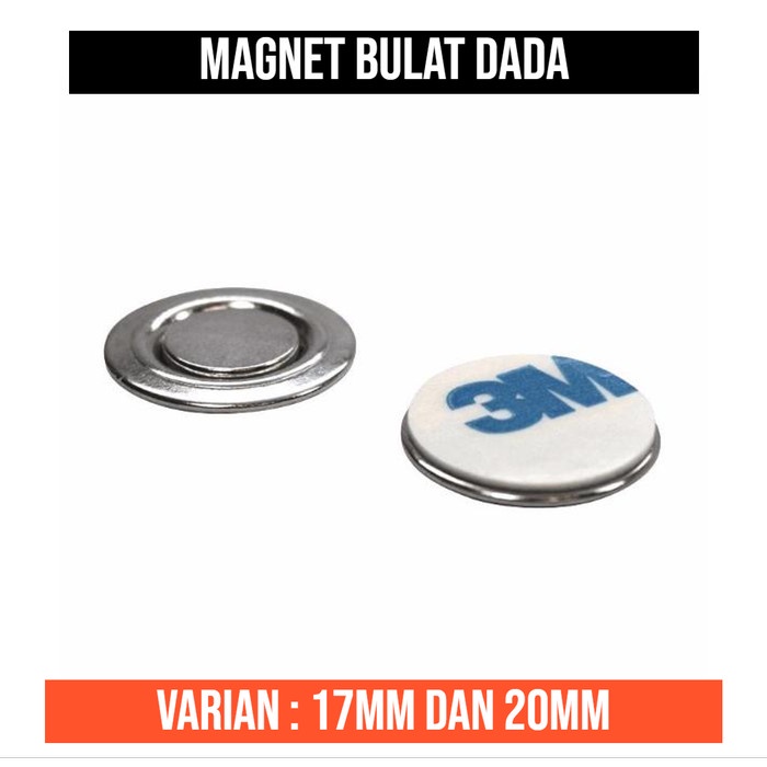 Jual Pin Magnet Bulat 17mm 20mm 1.7cm 2cm Nama Dada Solasi 3M Name ...
